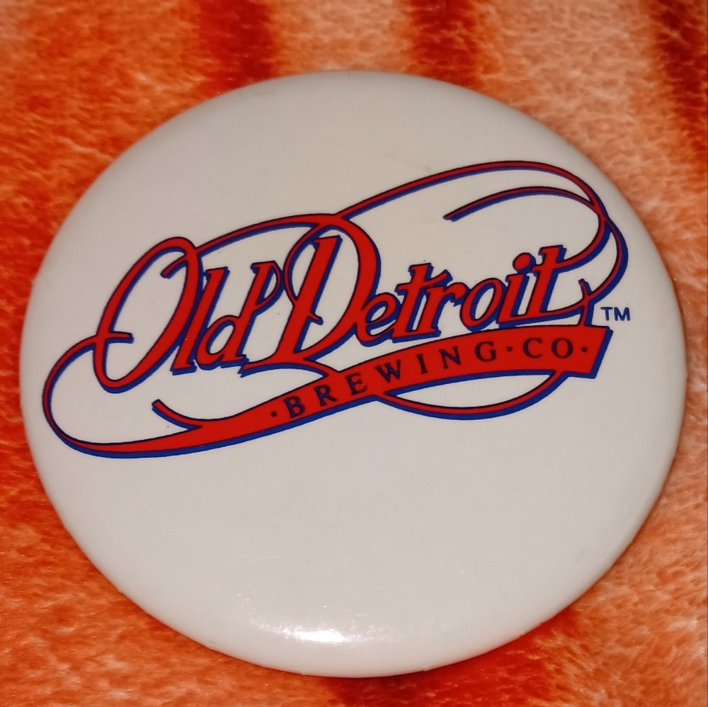 80s Old Detroit Brewing Co. 3" Vintage Button Promo P… - Gem